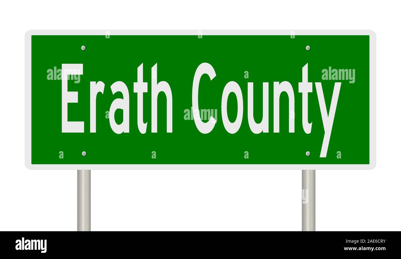 Rendering of a 3d green highway sign for Erath County Stock Photo - Alamy