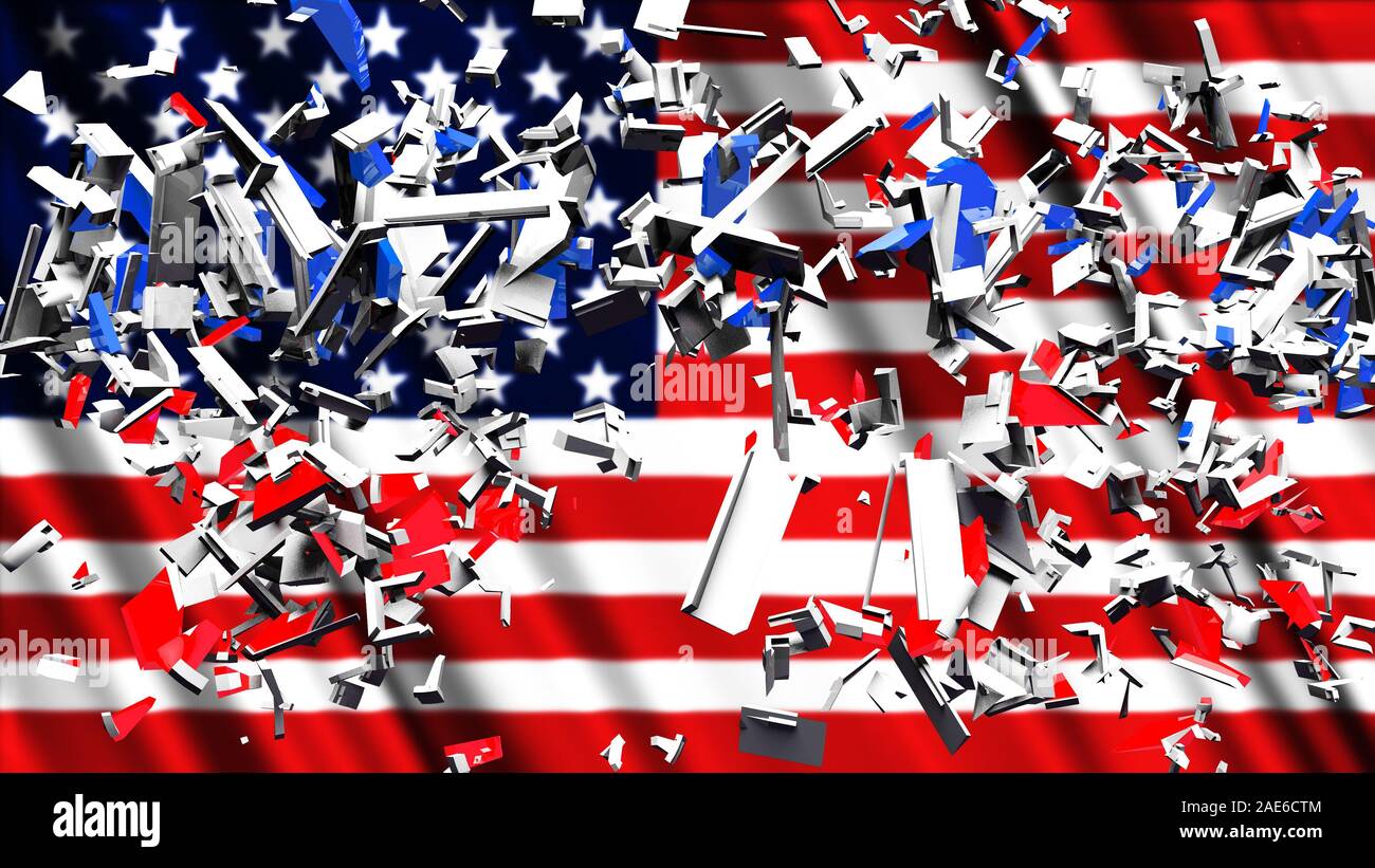 Debris and USA Flag Divided America Concept 3D Illustration Stock Photo ...