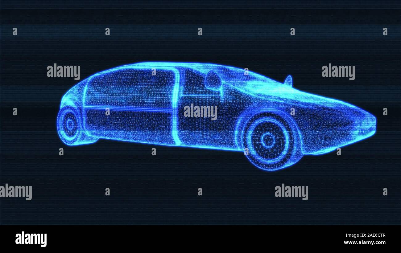 Autonomous Electric Vehicle Wireframe Design Concept 3D Illustration ...