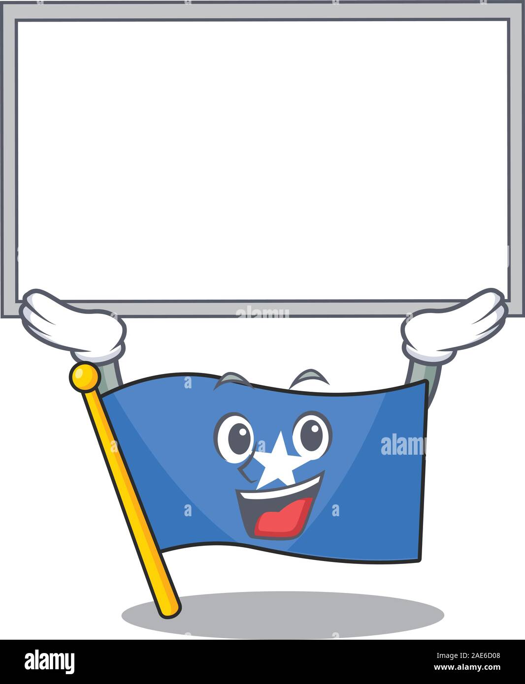 cute cartoon character flag somalia raised up board Stock Vector Image ...