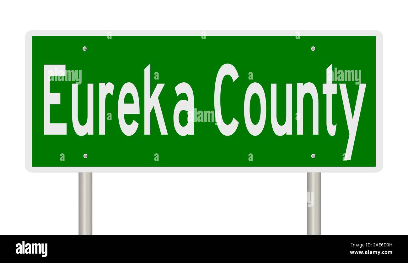 Rendering of a 3d green highway sign for Eureka County in Nevada Stock ...