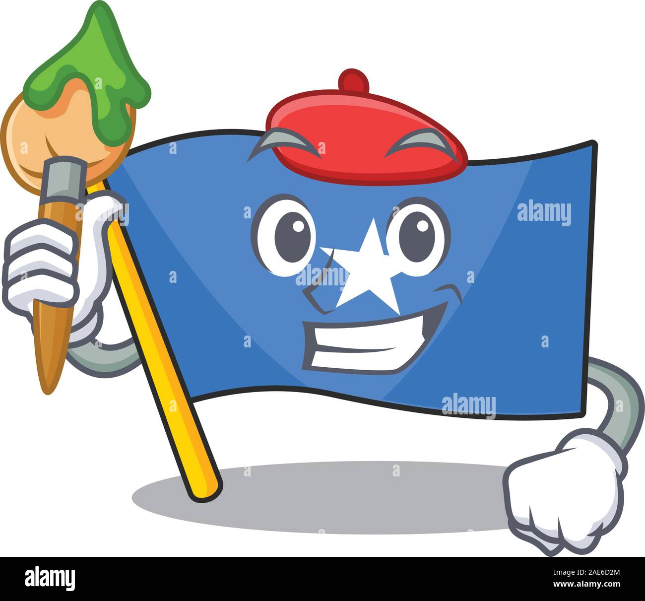 Cheerful flag somalia Artist cartoon character with brush Stock Vector ...