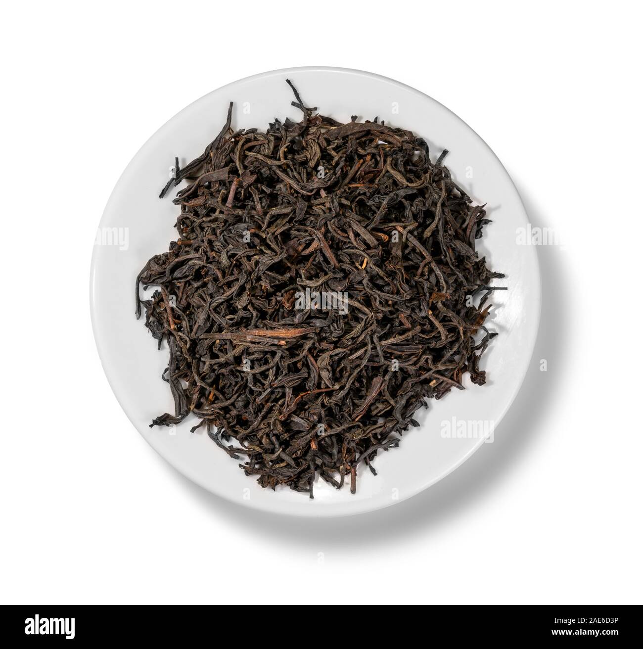 Black tea top view on white background Stock Photo - Alamy