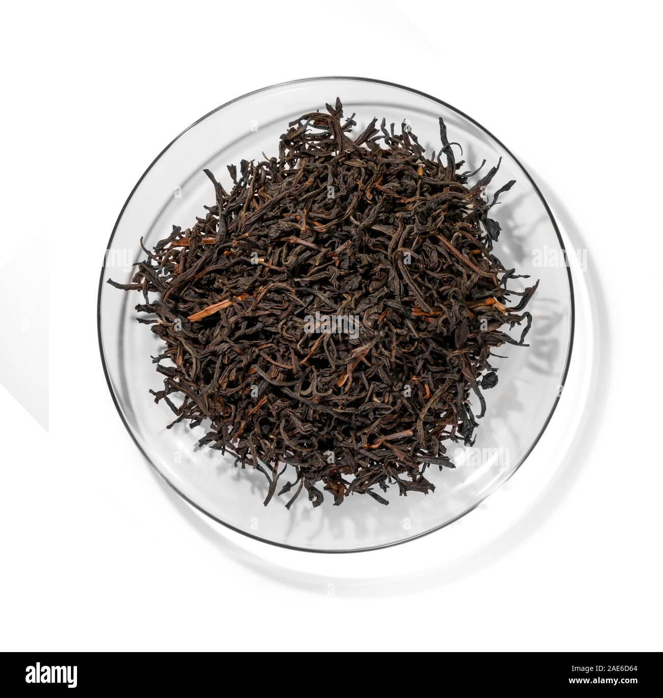 Black tea top view on white background Stock Photo - Alamy