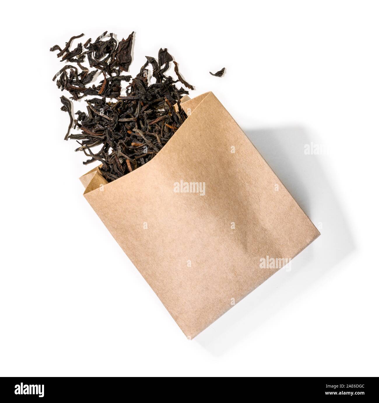 Black tea top view on white background Stock Photo - Alamy