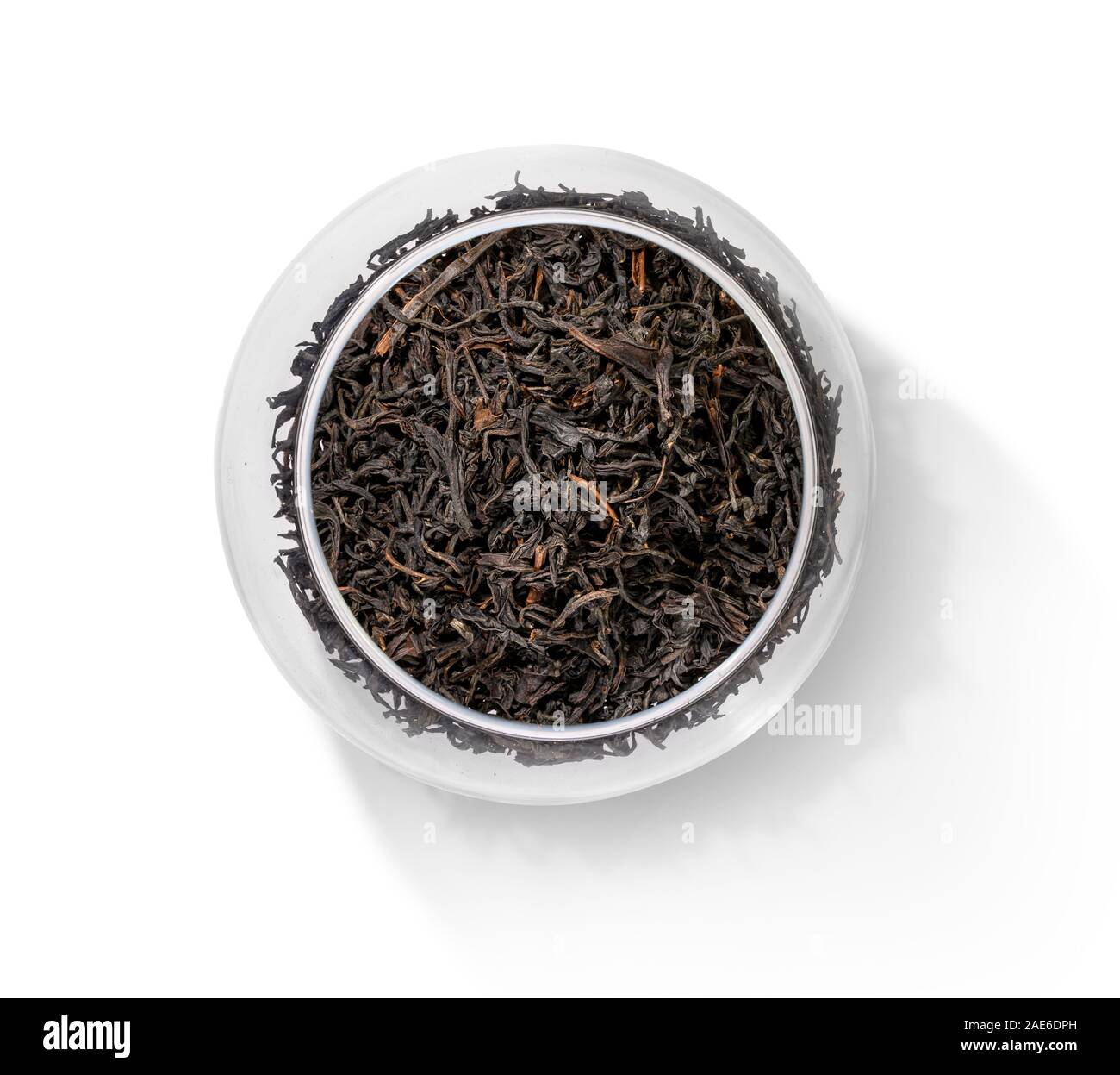 Black tea top view on white background Stock Photo - Alamy
