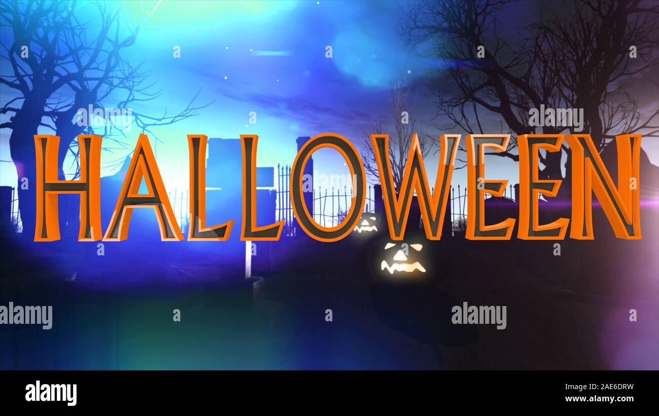 Halloween Creepy 3D Illustration with Text Stock Photo - Alamy