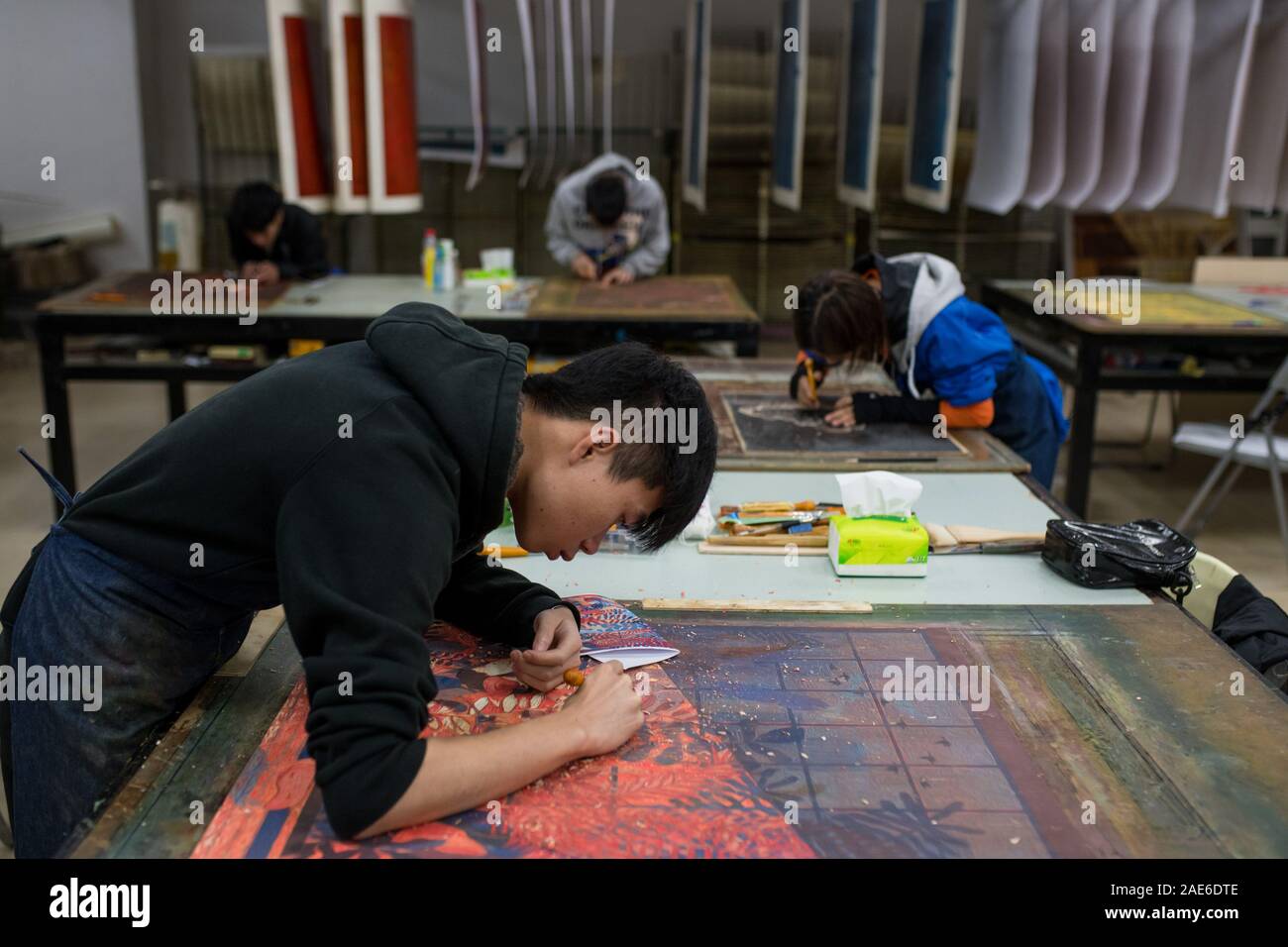 Woodcut technique hi-res stock photography and images - Alamy