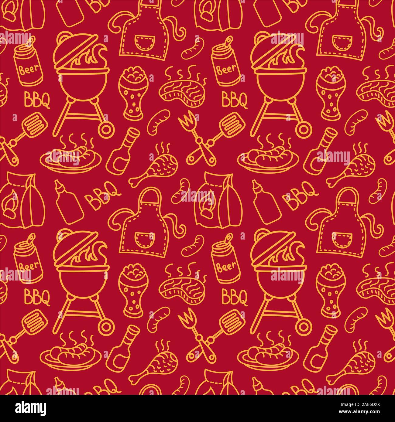 illustration of background seamless barbecue pattern for picnic Stock ...