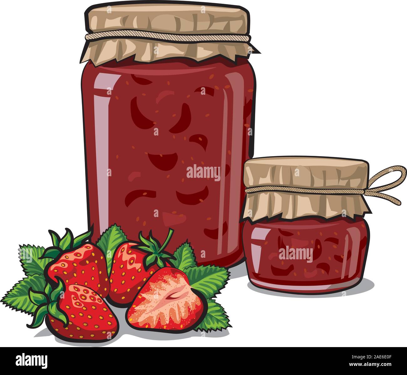 Glass jars of strawberry jam Stock Vector Images - Alamy