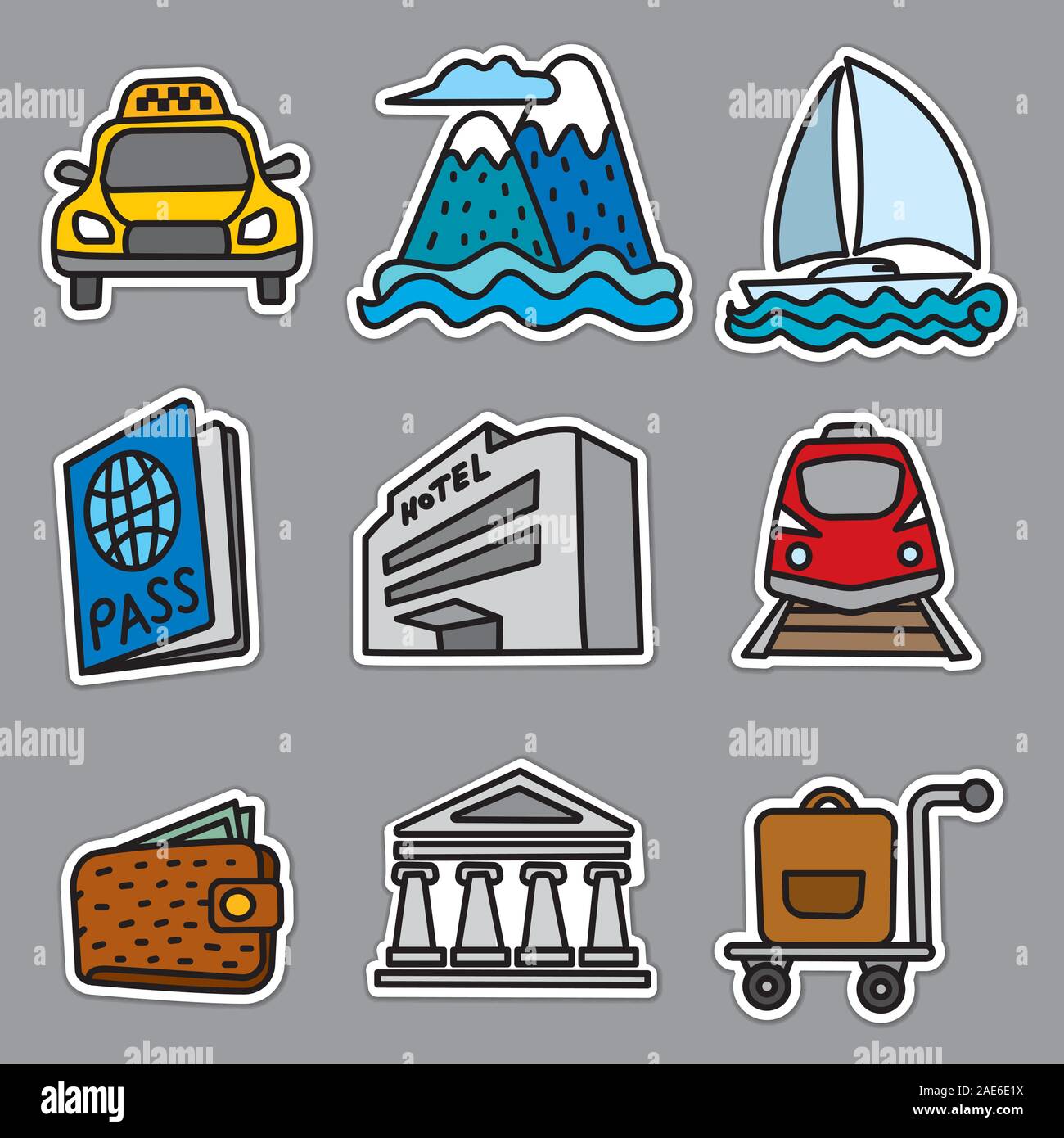 travel and resort stickers and badges of cruise and journey Stock ...