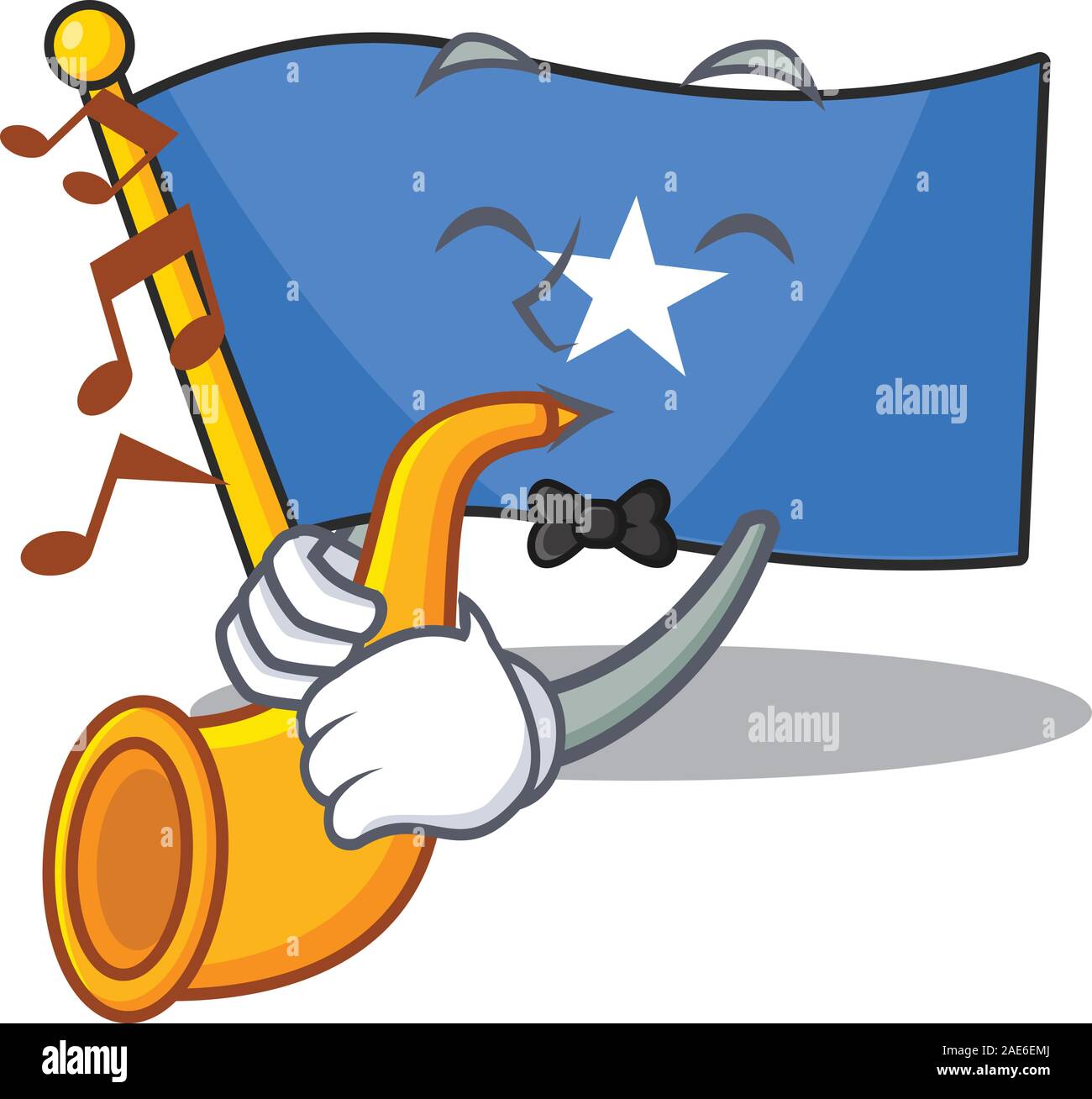 Supper cool flag somalia cartoon character performance with trumpet ...