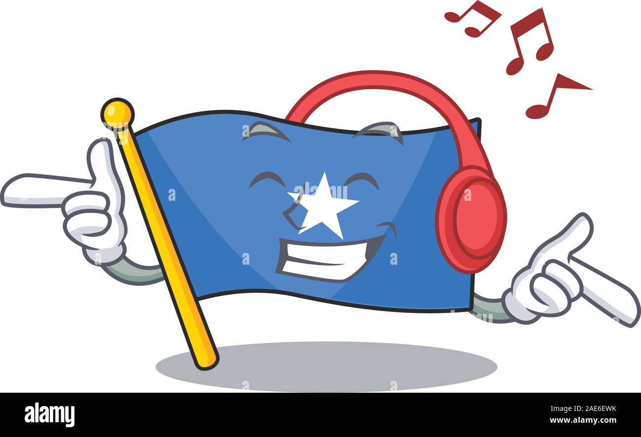 Listening music flag somalia mascot cartoon character design Stock ...