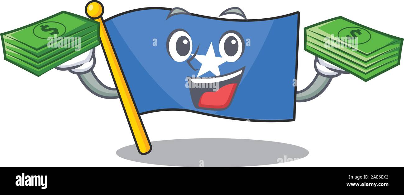 Confident smiley flag somalia character with money bag Stock Vector ...