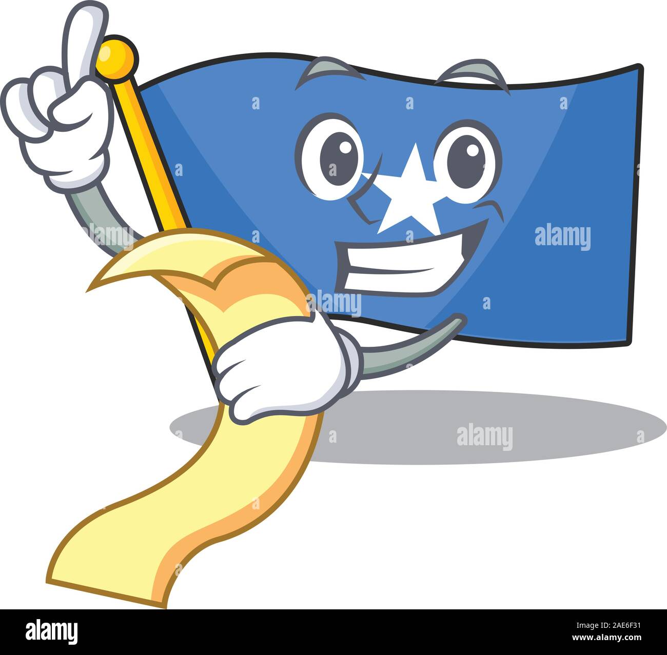 Cute flag somalia cartoon character with menu ready to serve Stock ...