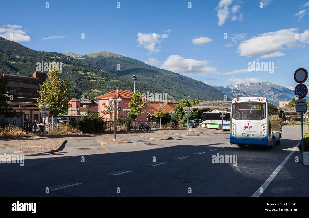 ITALY, AOSTA - JULY 6: Aosta is located region in the Italian Alps ...