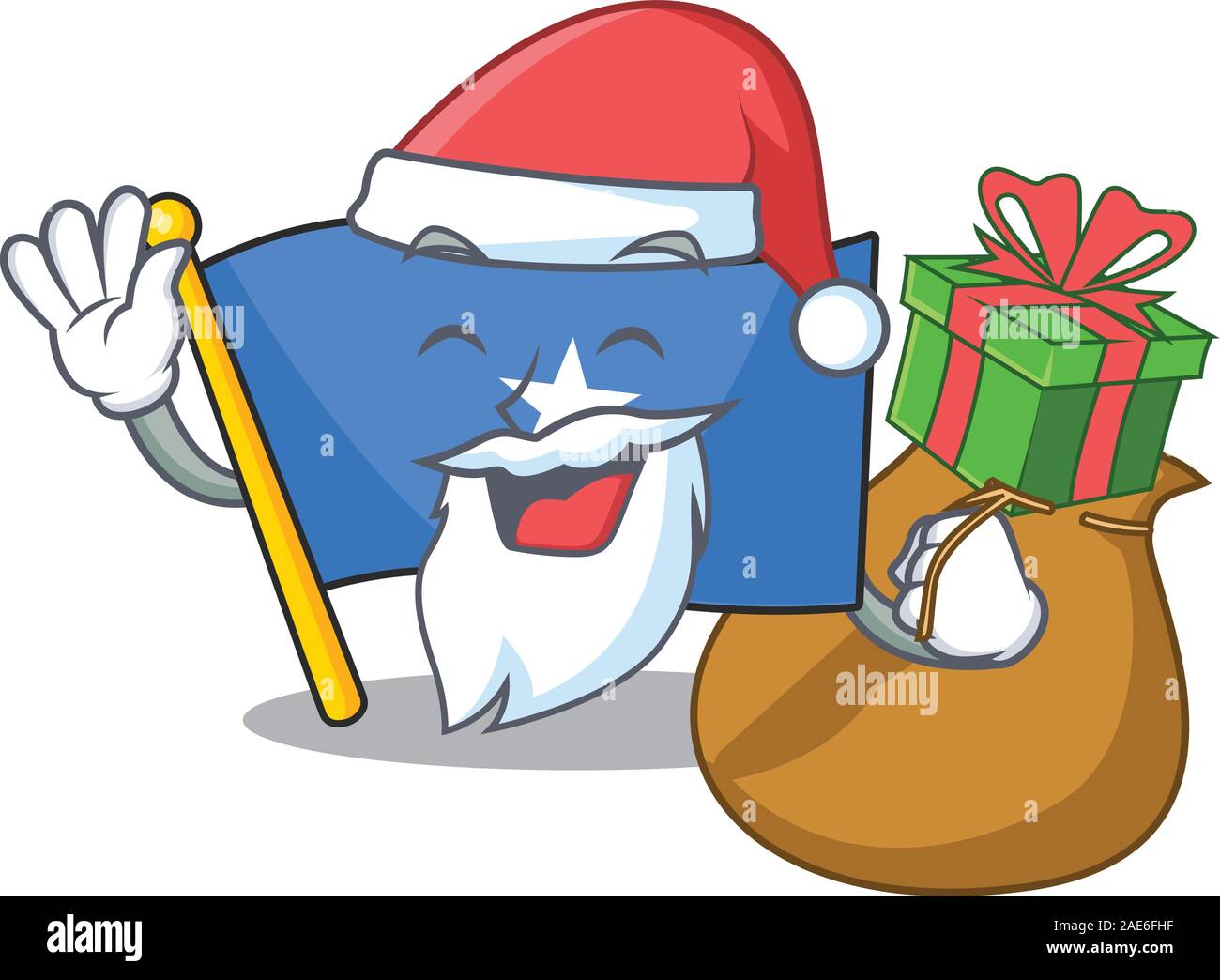 Santa with gift flag somalia Cartoon character design Stock Vector ...