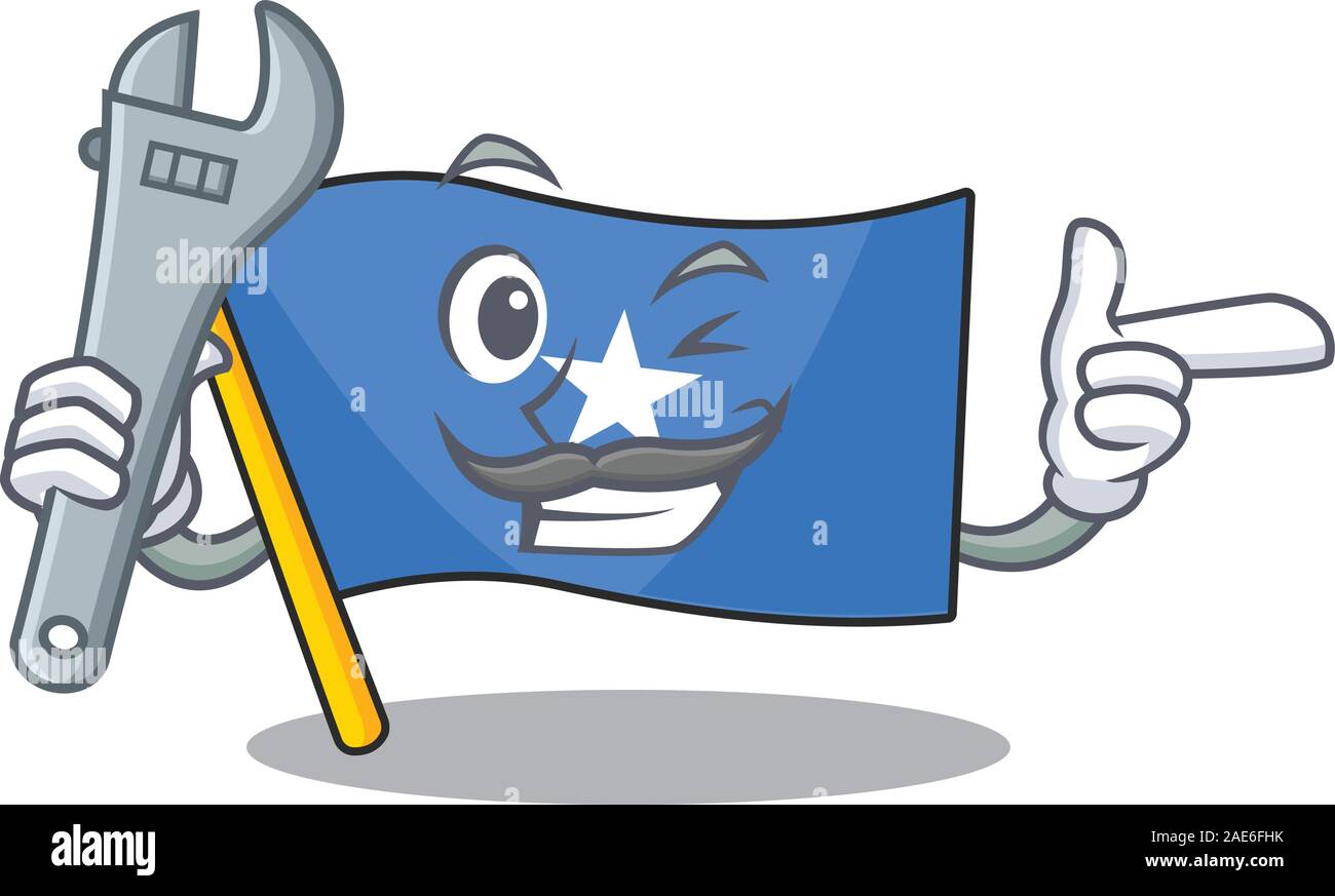 Professional Mechanic flag somalia mascot cartoon character style Stock ...