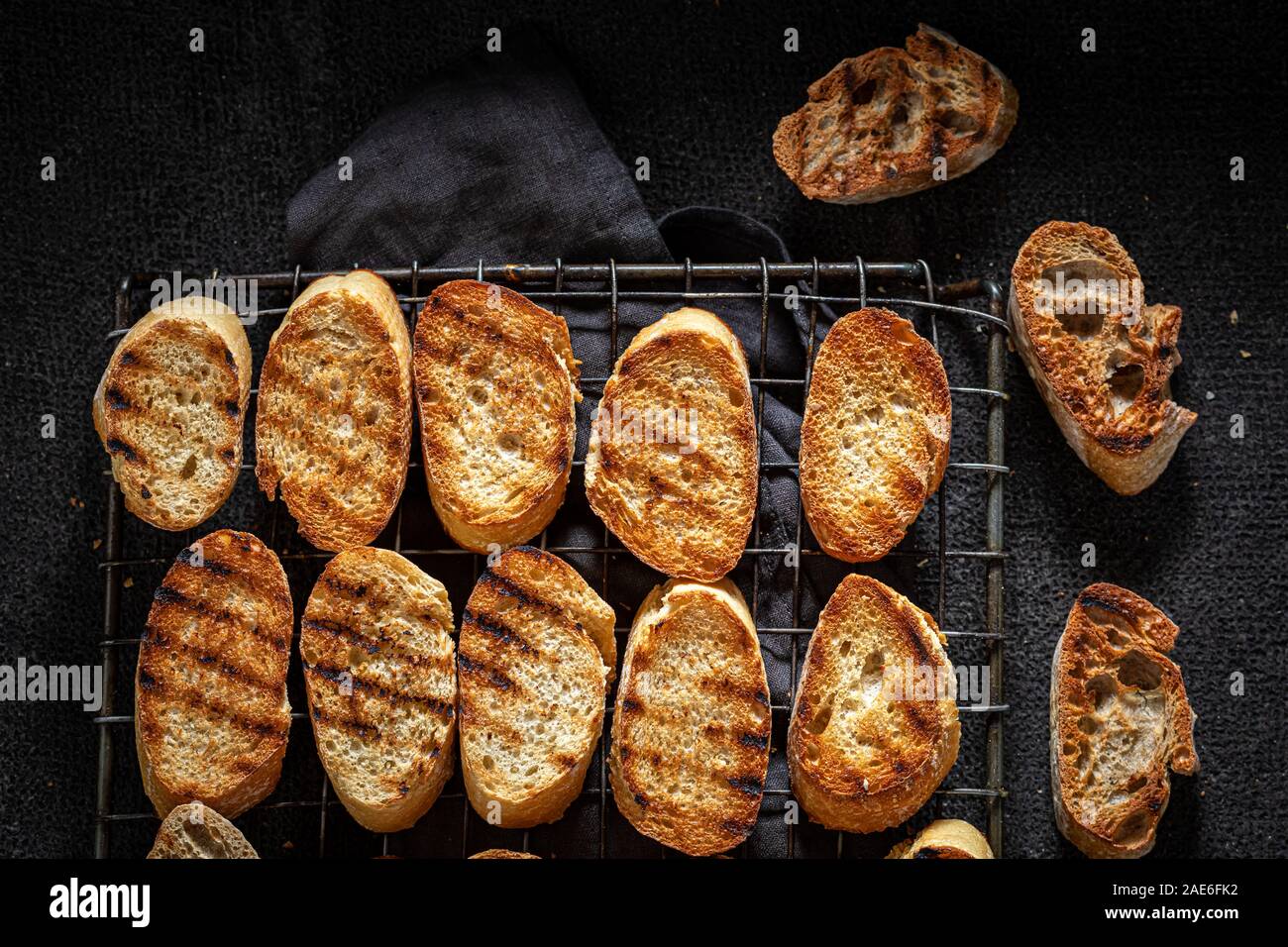 Tasty toasted wholegrain bread roasted on the grill grate Stock Photo ...