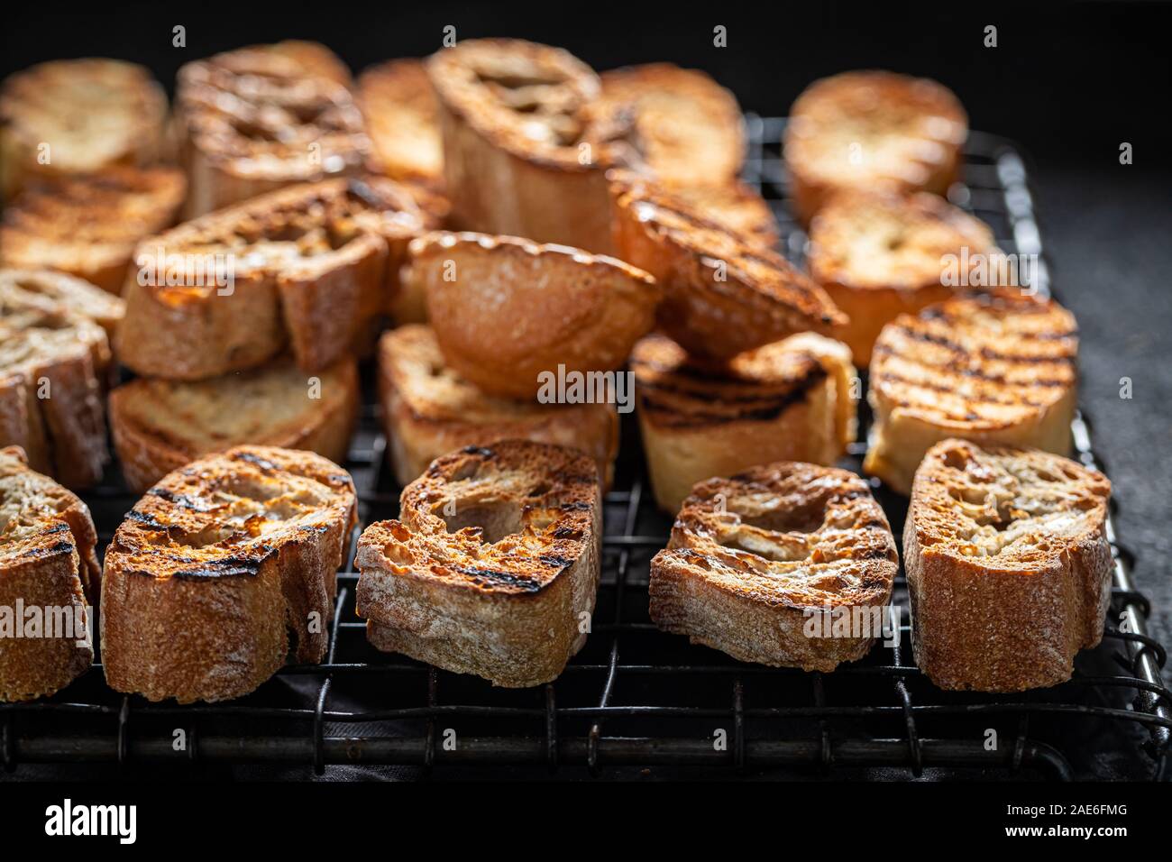 Homemade toasted wholegrain bread roasted on the grill grate Stock ...