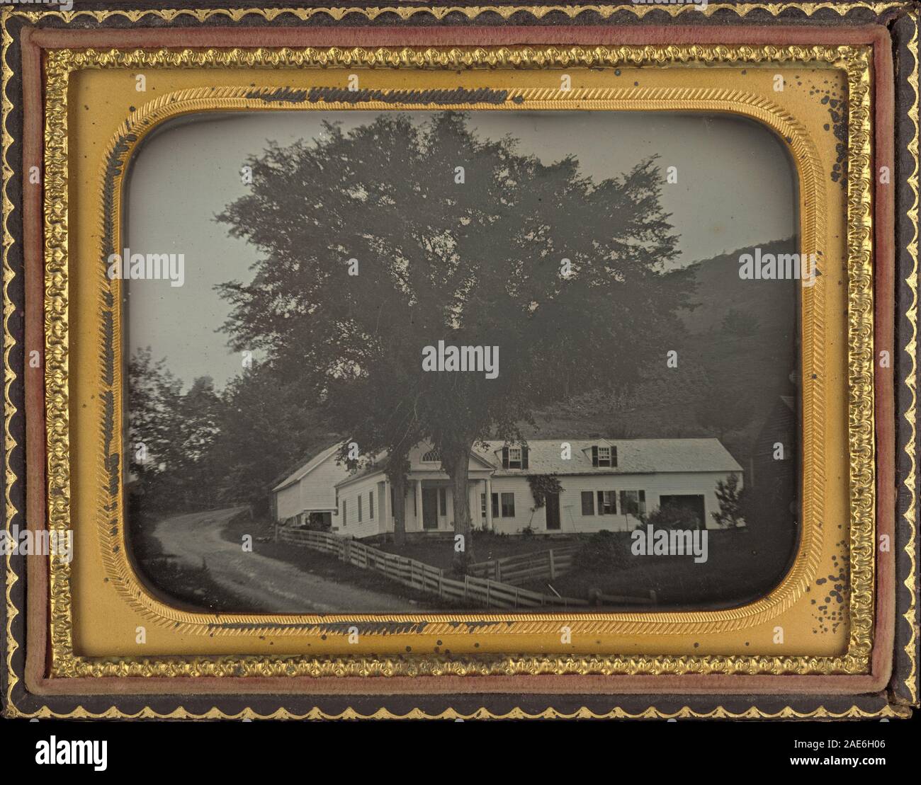 House on a Hillside; circa 1850 date American 19th Century, House on a ...