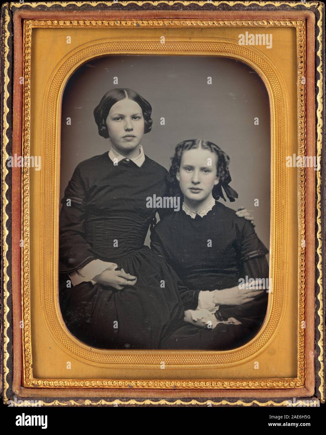 Portrait of Two Girls; circa 1853 date American 19th Century, Portrait ...