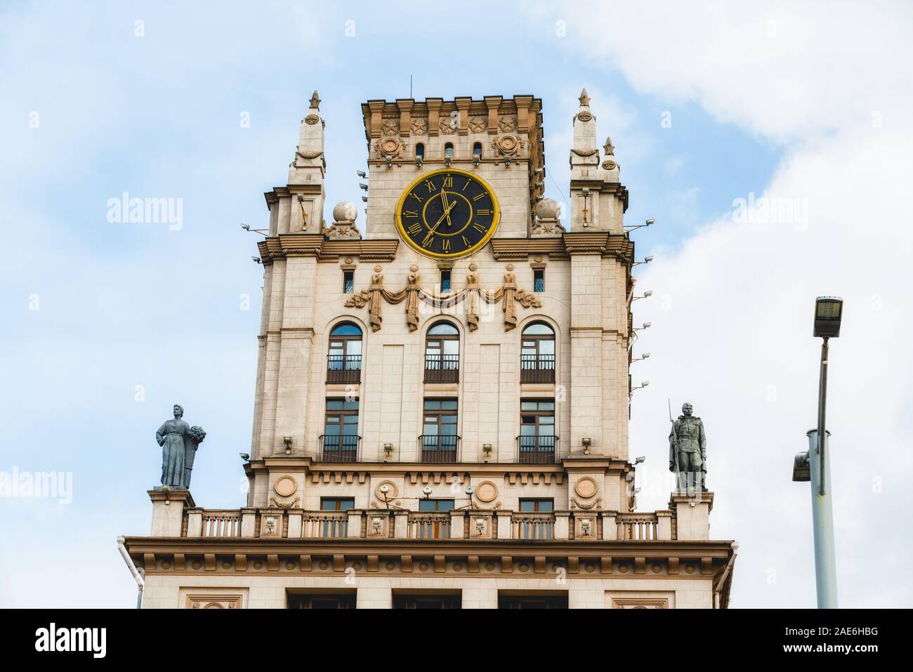 Minsk, Belarus - September 24, 2019 One of the two towers, buildings ...
