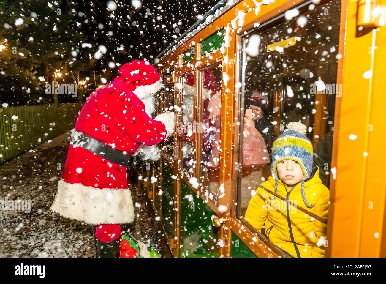 Twilight steam trains at Perrygrove Railway with Father Christmas Stock ...