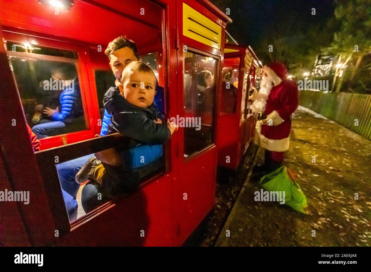 Twilight steam trains at Perrygrove Railway with Father Christmas Stock ...