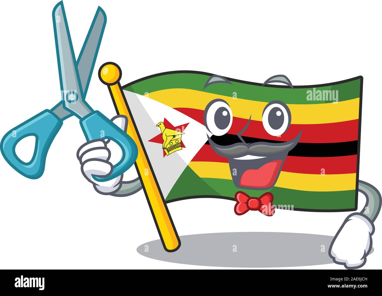 Happy Barber flag zimbabwe mascot cartoon character style Stock Vector ...