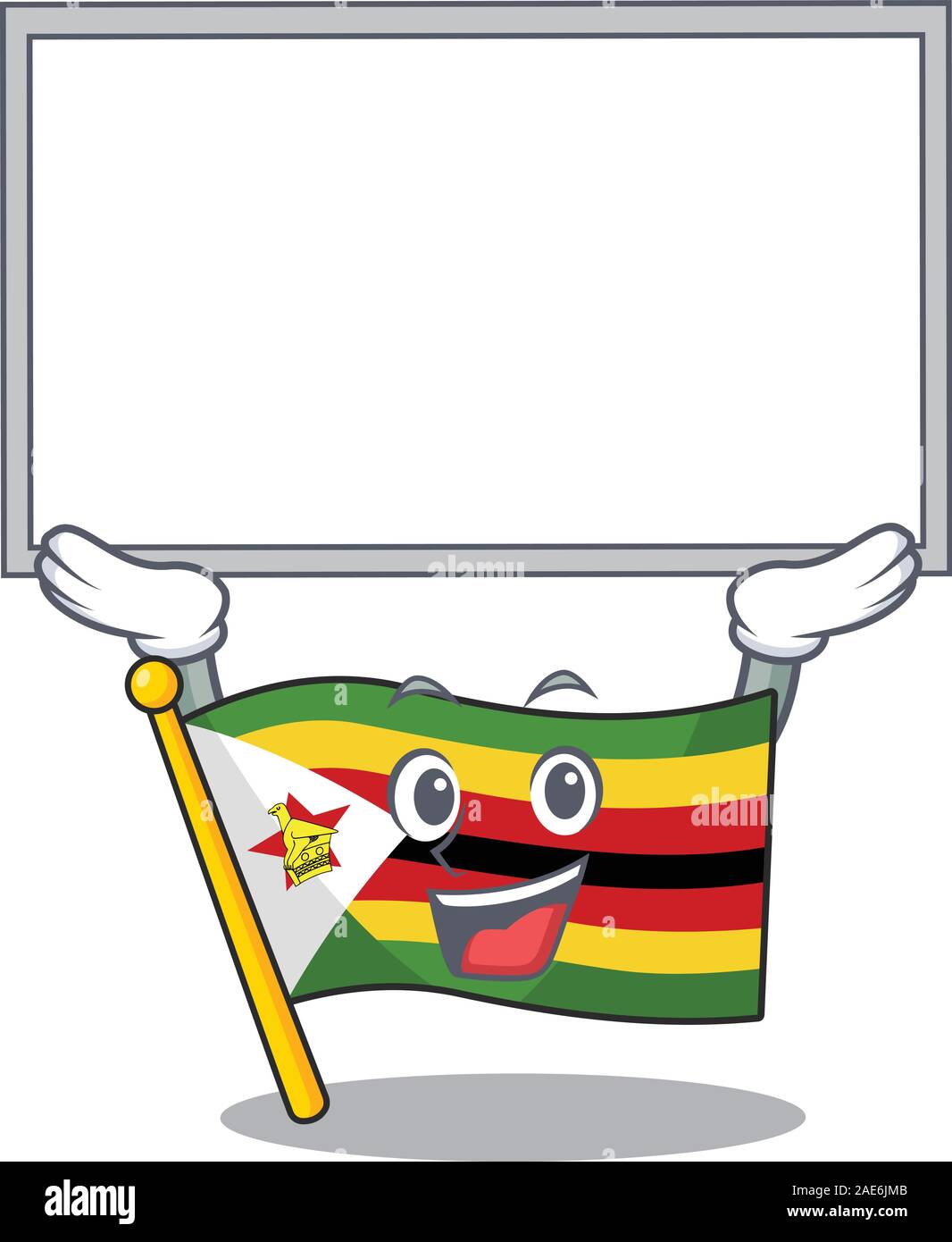 cute cartoon character flag zimbabwe raised up board Stock Vector Image ...