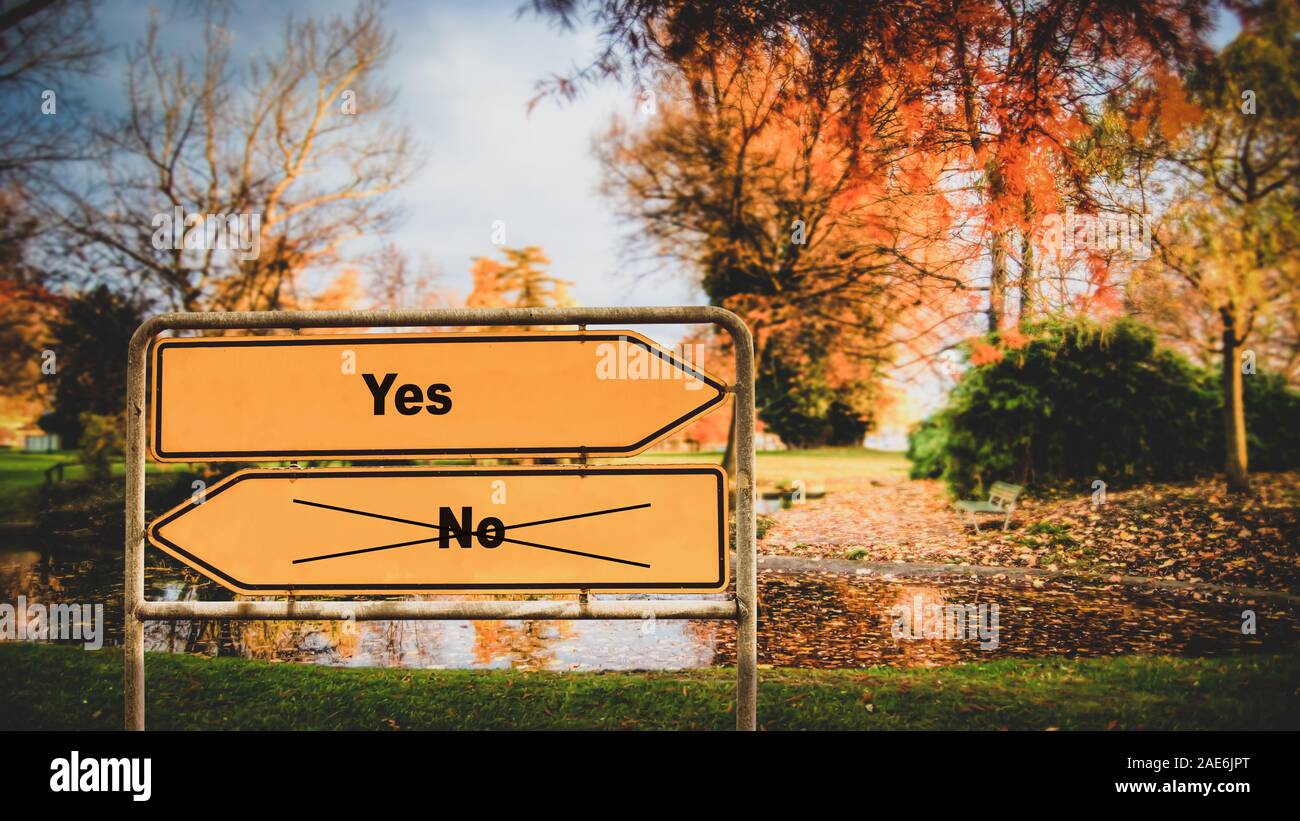 Street Sign the Direction Way to Yes versus No Stock Photo - Alamy