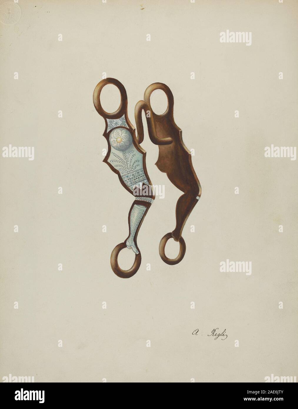 A metal horse bit created circa 1940 by A. Regli and Hazel Sheckler ...