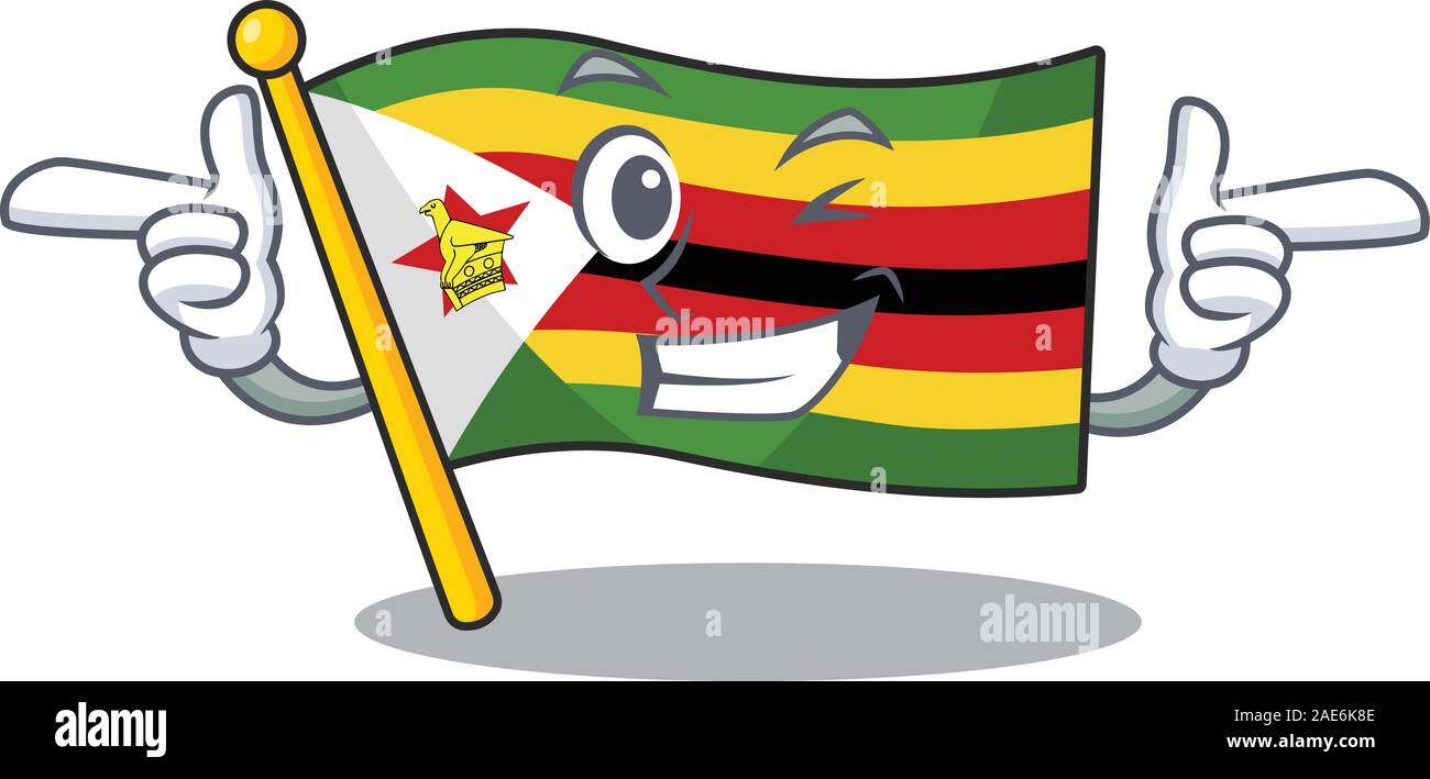 Funny flag zimbabwe mascot cartoon style with Wink eye Stock Vector ...