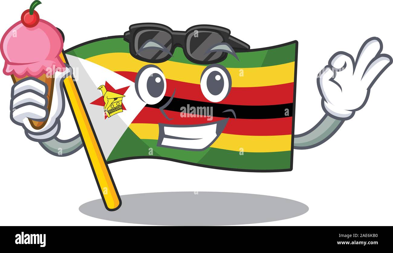 cartoon Mascot featuring flag zimbabwe with ice cream Stock Vector ...