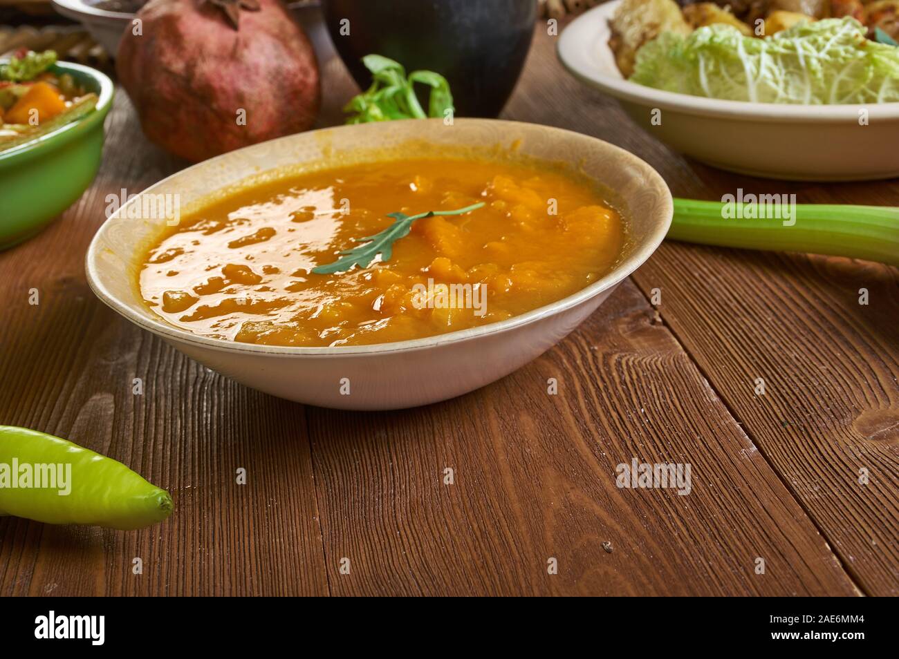 Peanut and Squash Stew, Chadian cuisine, Traditional assorted African ...