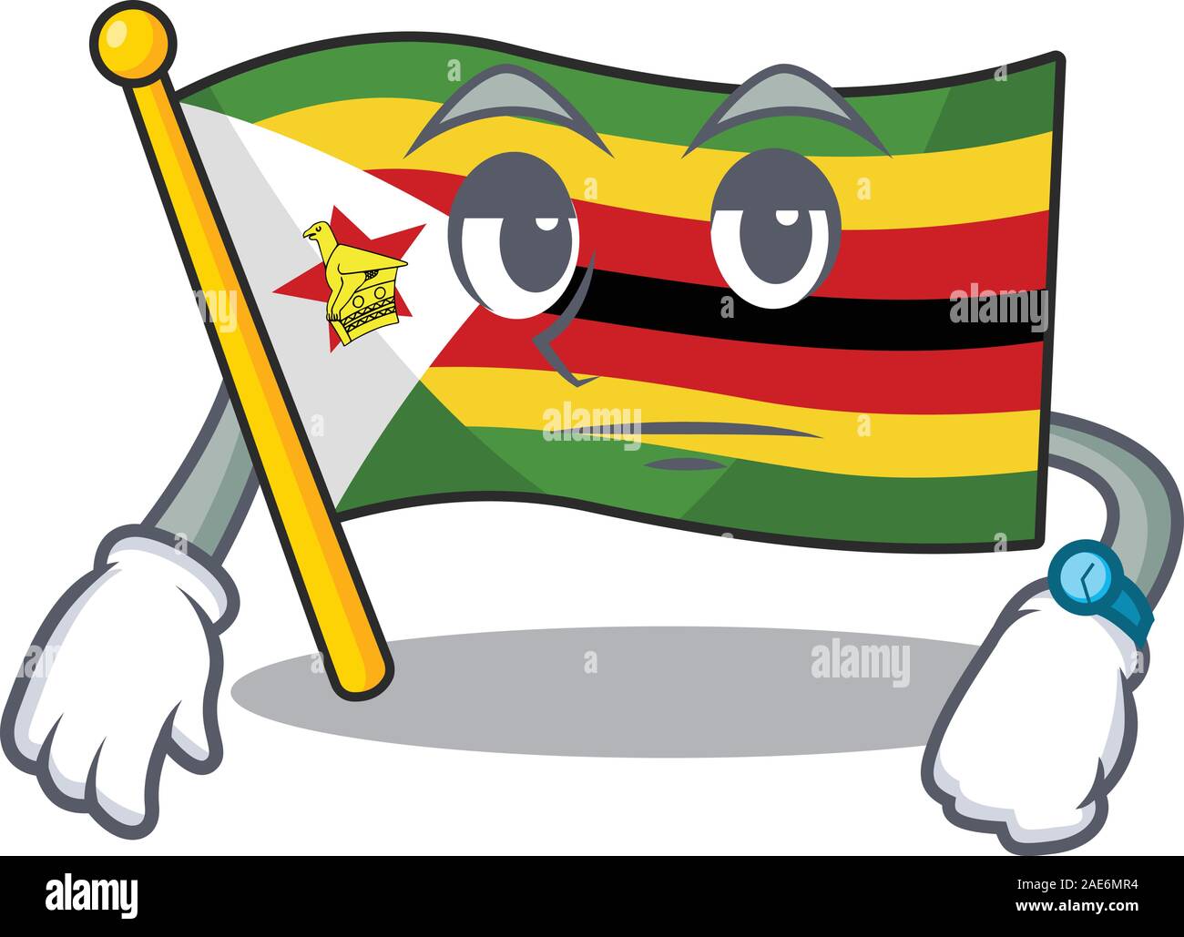 Waiting flag zimbabwe on cartoon character mascot design Stock Vector ...