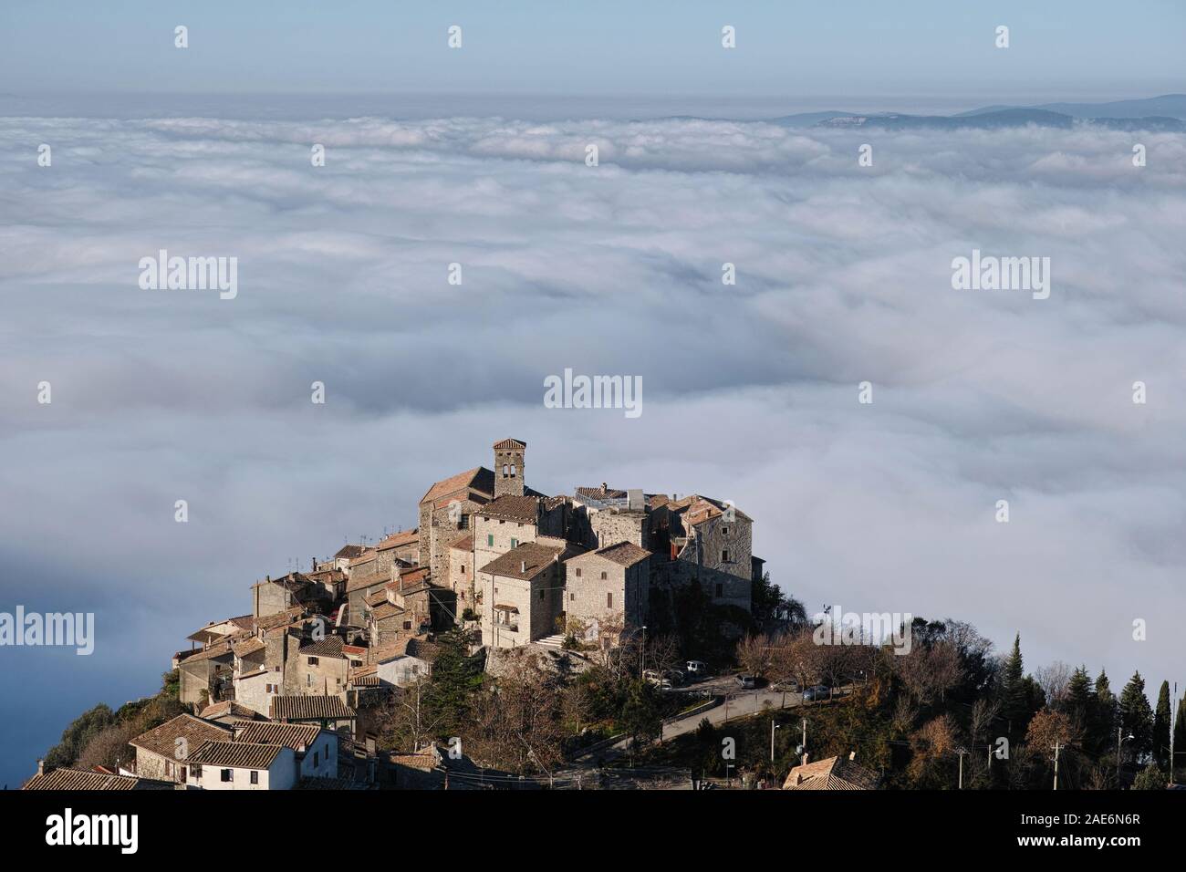 the country of Miranda emerges from the sea of fog covering the Terni ...