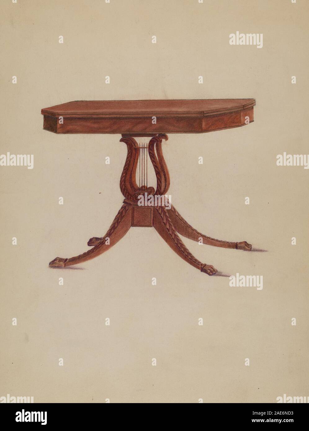 Table (Lyre Pedestal); circa 1939 date American 20th Century, Table ...