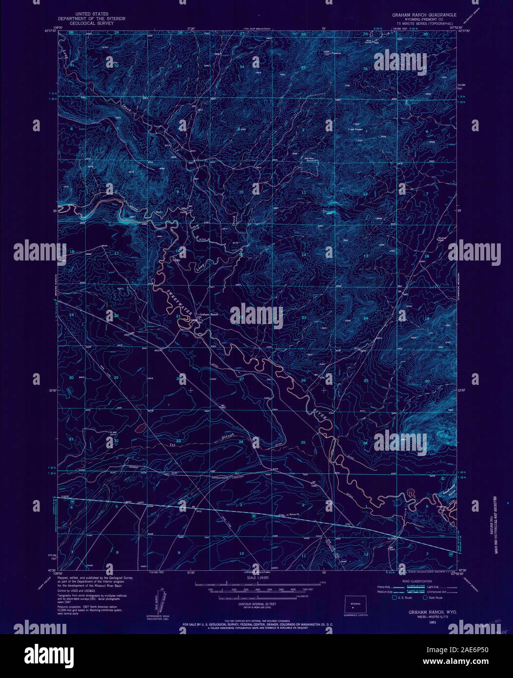 WY Graham Ranch 339664 1951 24000 Inverted Restoration Stock Photo - Alamy