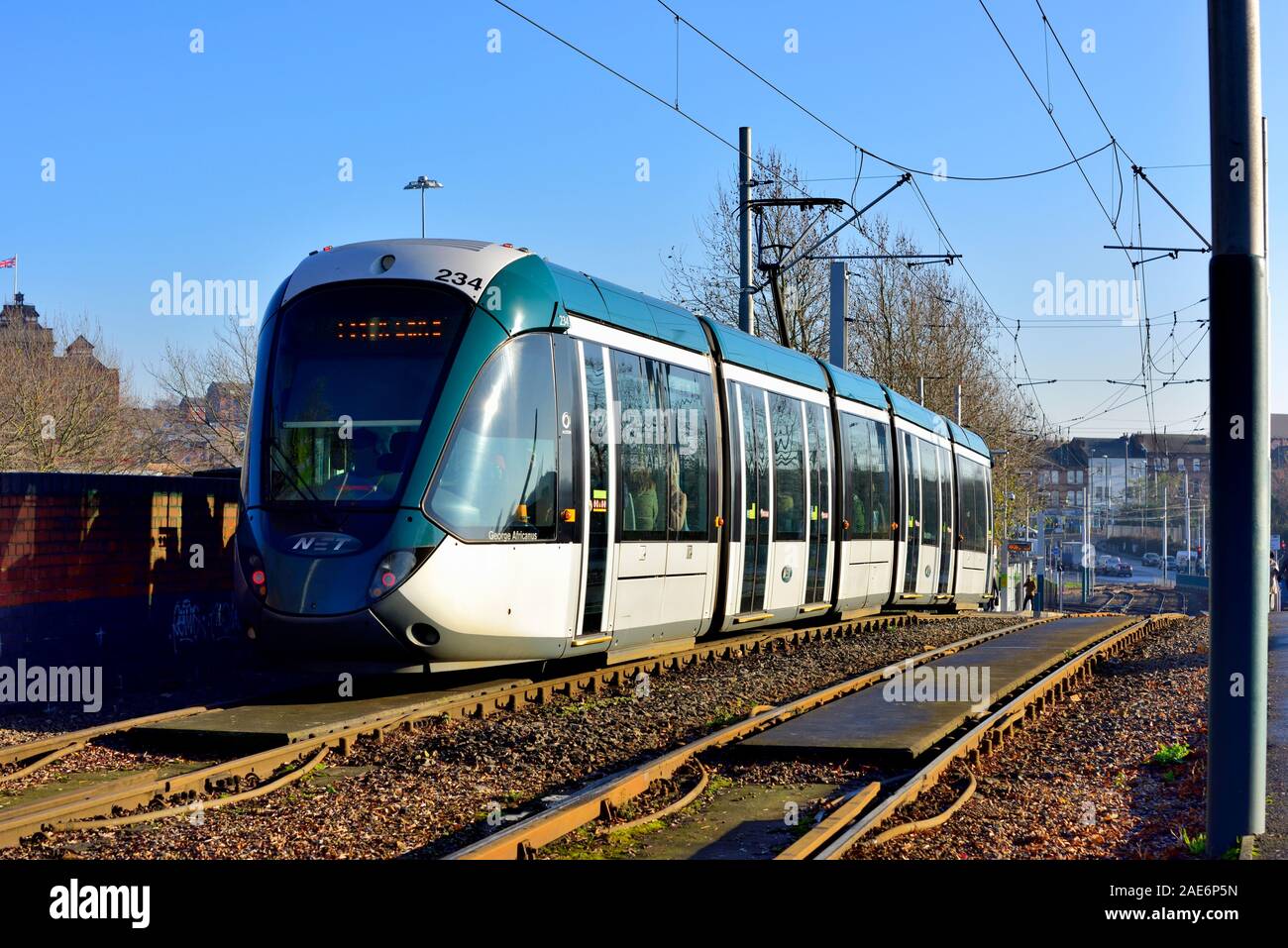 Nottingham Tram approaching the Wilkinson street tram stop Nottingham ...