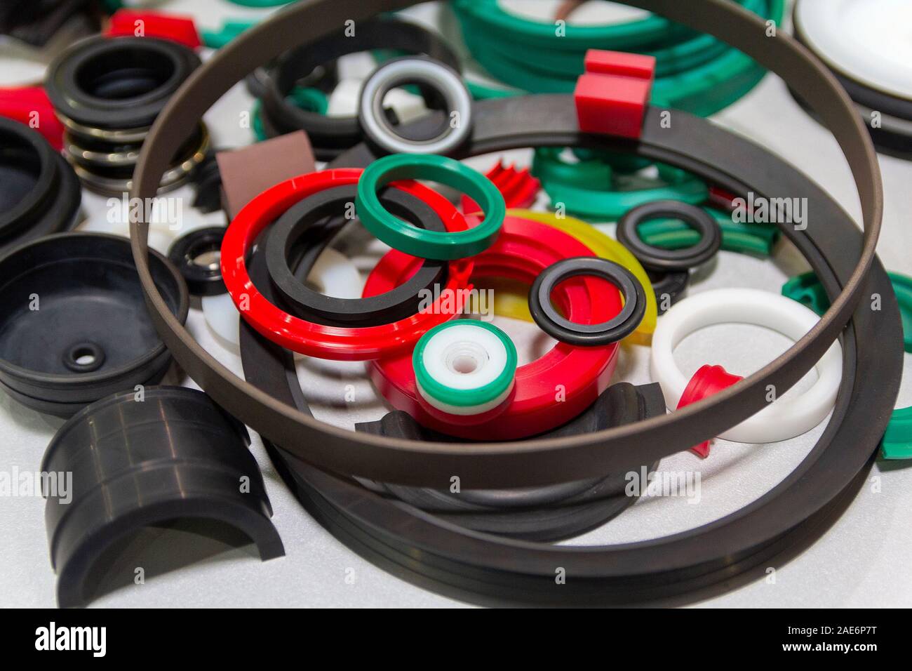 Various rubber products and sealing products at the exhibition stand ...