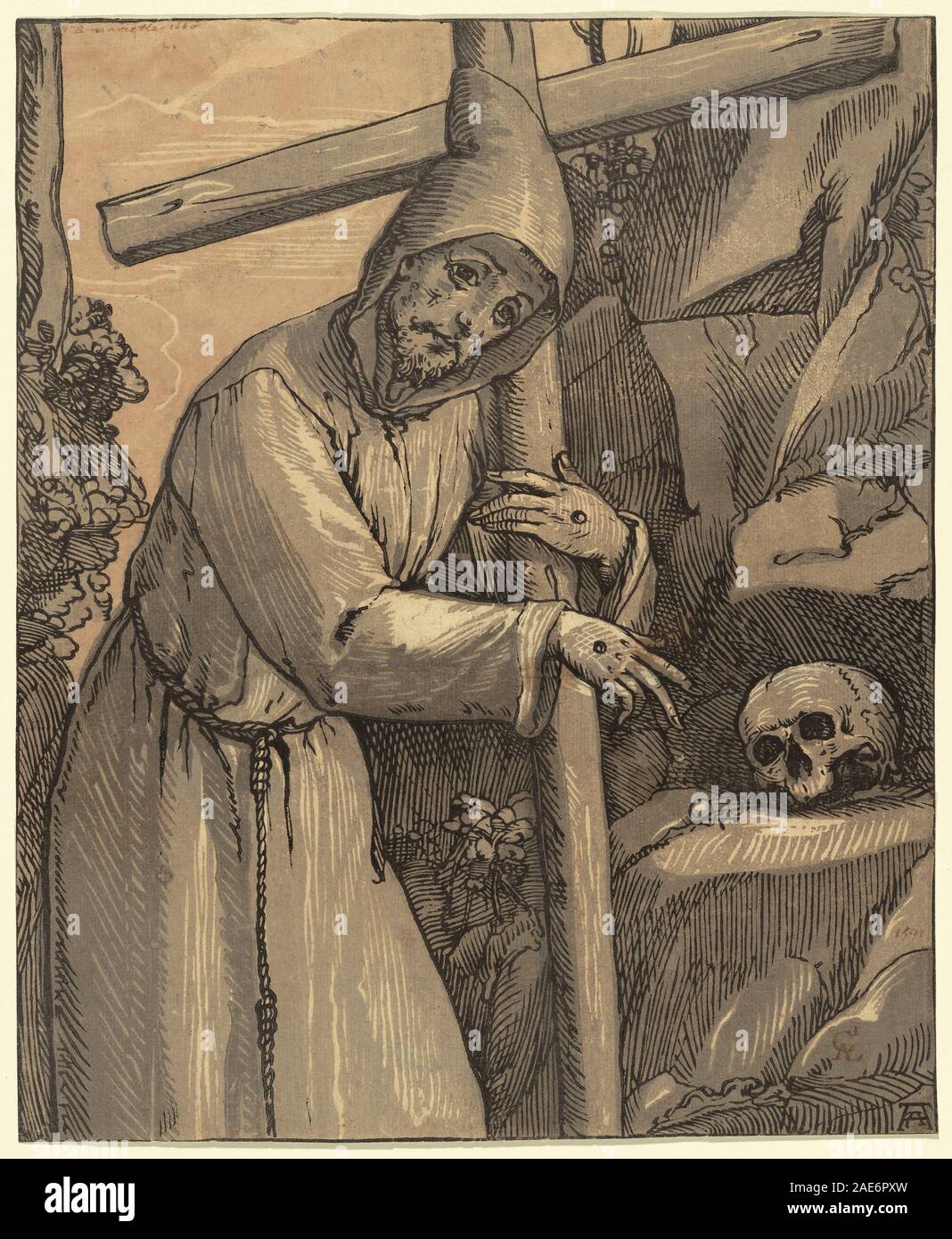 An engraving of Saint Francis of Assisi by Andrea Andreani, after ...