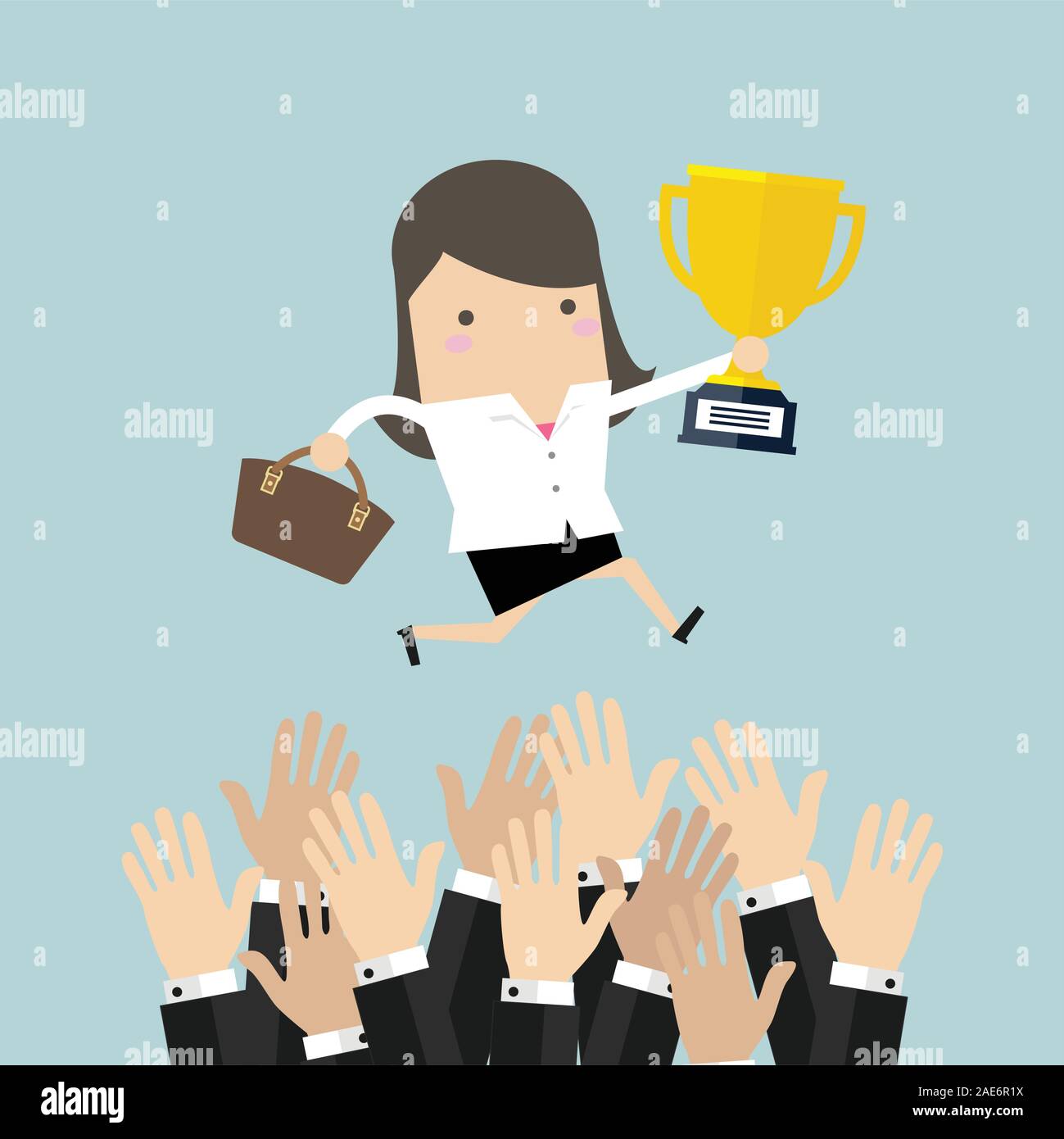Businesswoman fighting for a winning trophy Stock Vector Image & Art ...