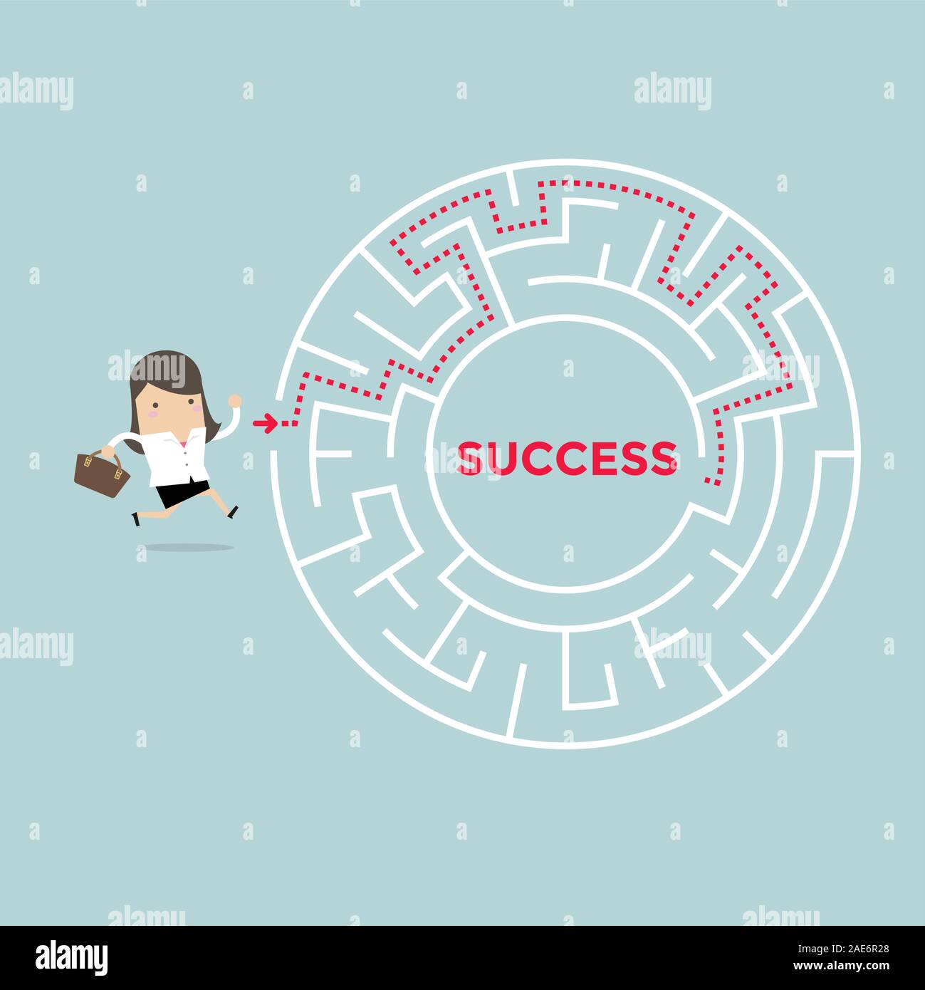 Businesswoman going to success in a maze Stock Vector Image & Art - Alamy