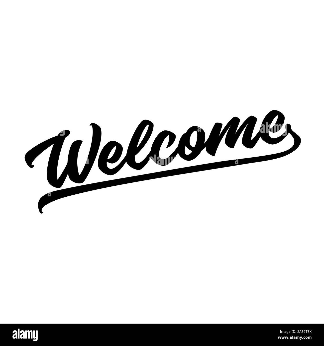 Welcome Hand drawn lettering. Handwritten design element Stock Vector ...