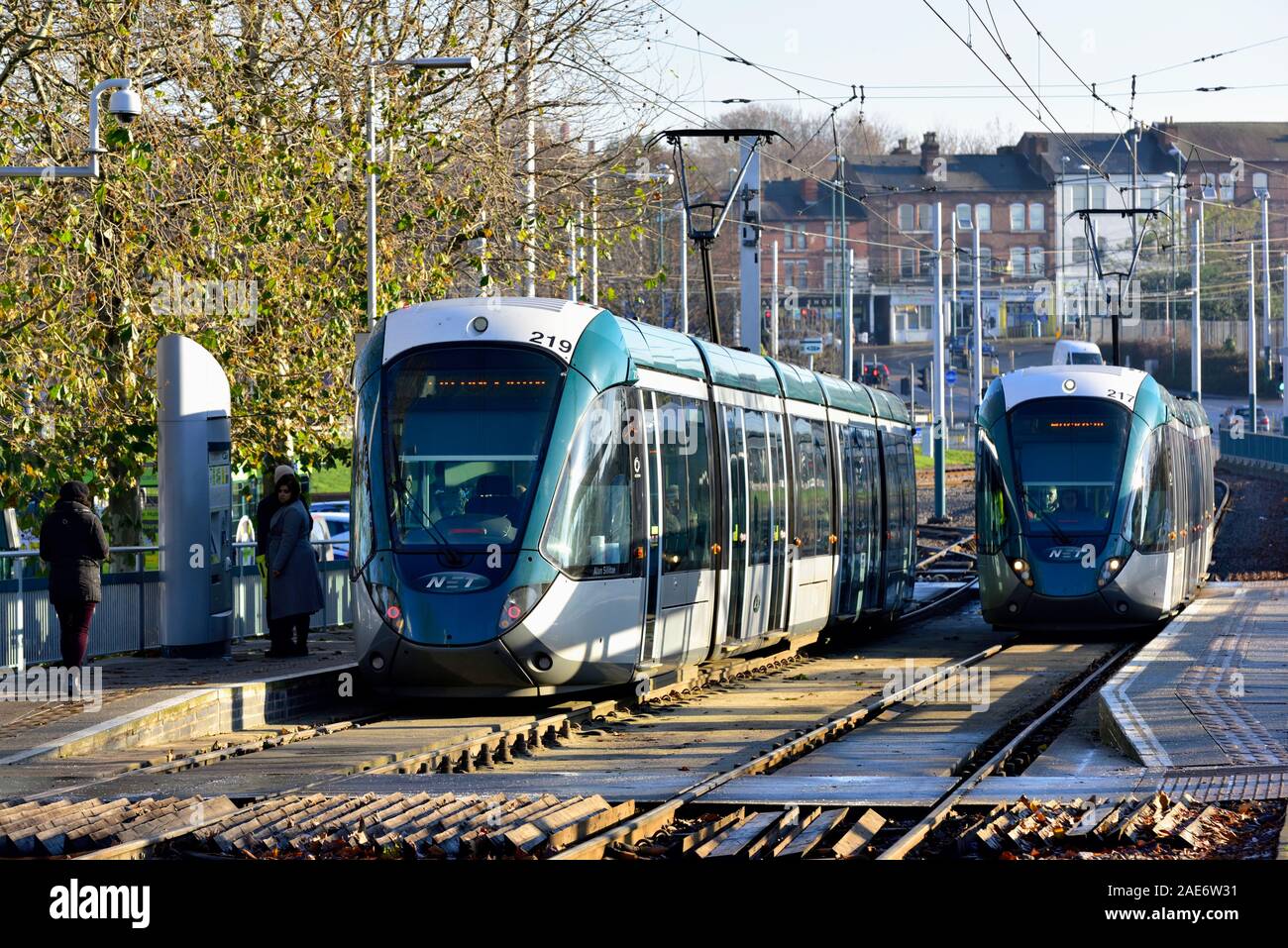 Two Nottingham trams at the Wilkinson street tram stop,Nottingham ...
