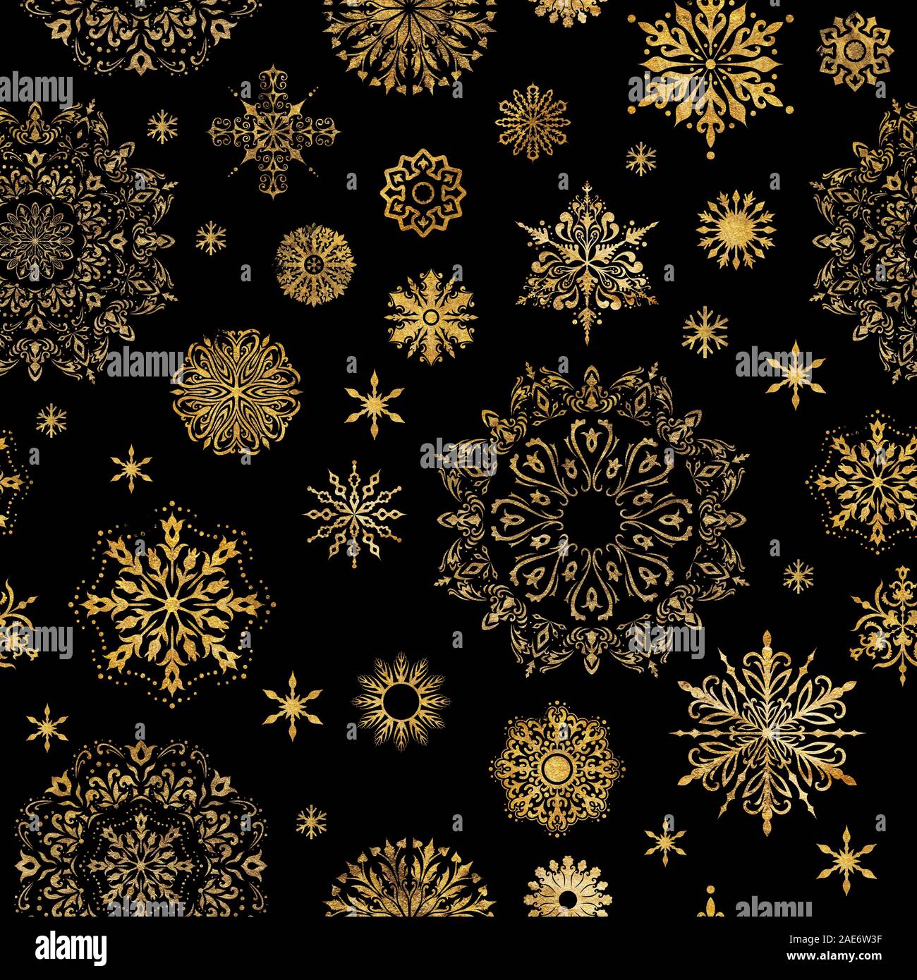 Christmas Festive Background With Gold Glitter Snowflakes Stock Photo ...