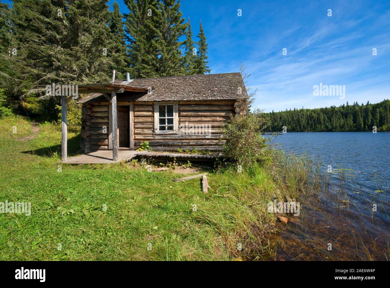 Grey Owl's Cabin on the shores of Lake Ajawaan, Prince Albert National ...