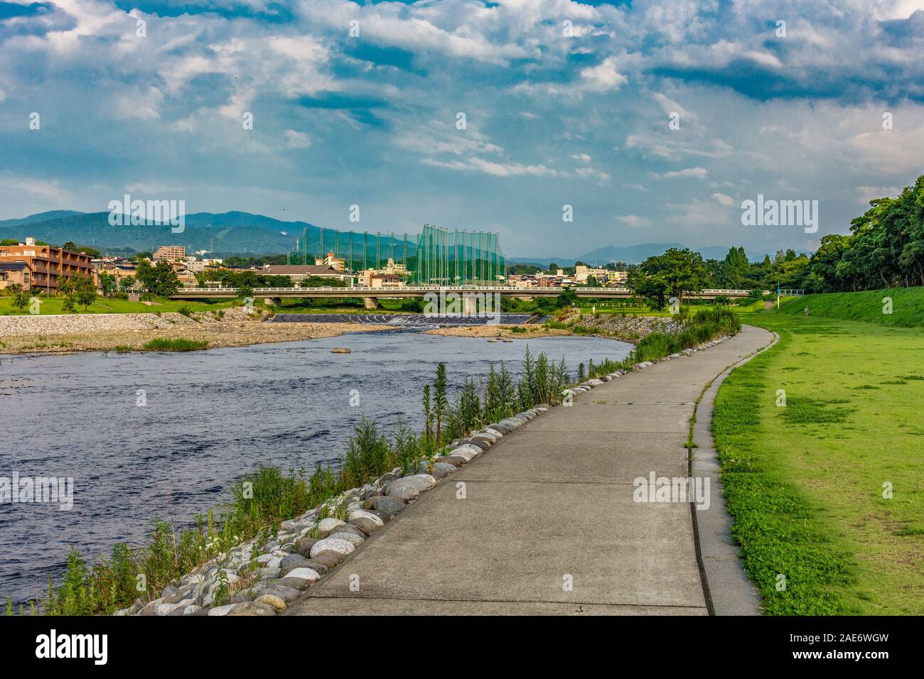 The Saigawa River, in summer, Kanazawa, Ishikawa Prefecture, Western ...